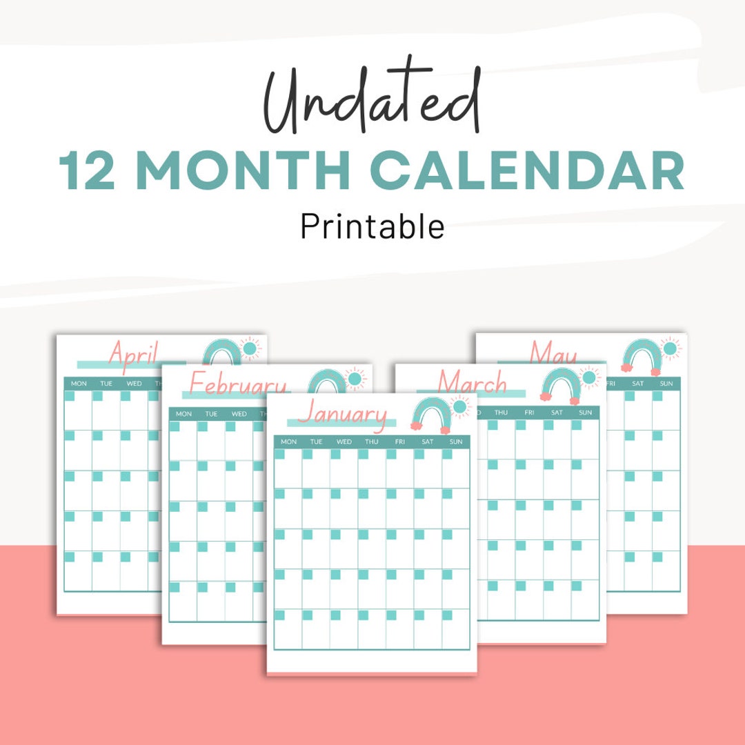 Good Vibes Only 12 Month Printable Calendar - Etsy