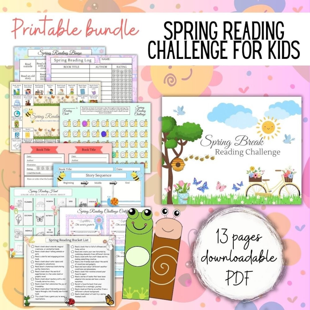 Spring Break Reading Challenge for Kids | Printable | - Etsy