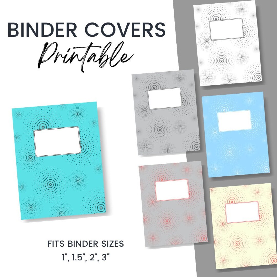 Spiral Dots Binder Folder Covers | 6 Colours | 4 Spine Sizes | Instant ...