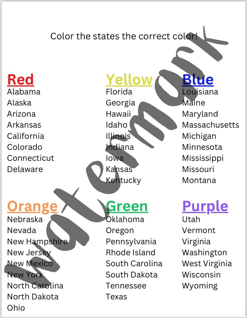 United States Coloring Worksheet - Etsy