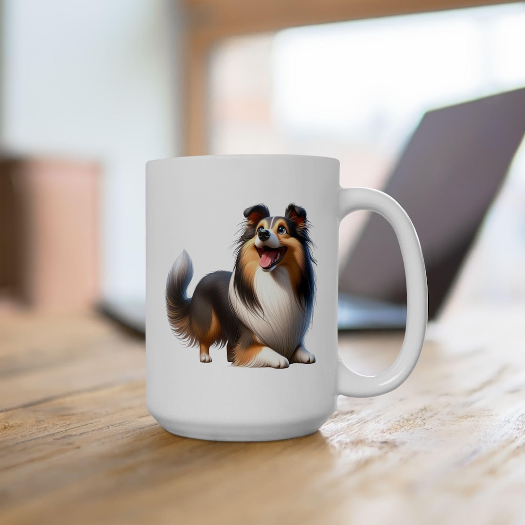 Shetland Sheepdog - Whimsical and Funny White Ceramic Coffee Mug ...