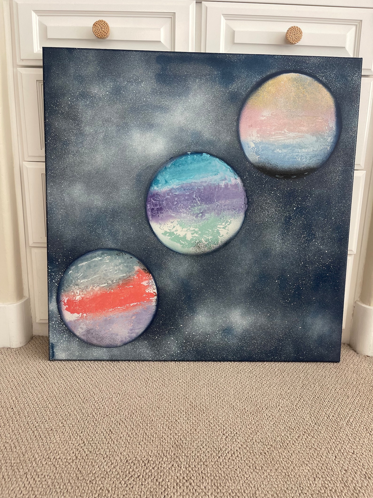 Out of This World Triple Spray Paint Planet Canvas Art - Etsy
