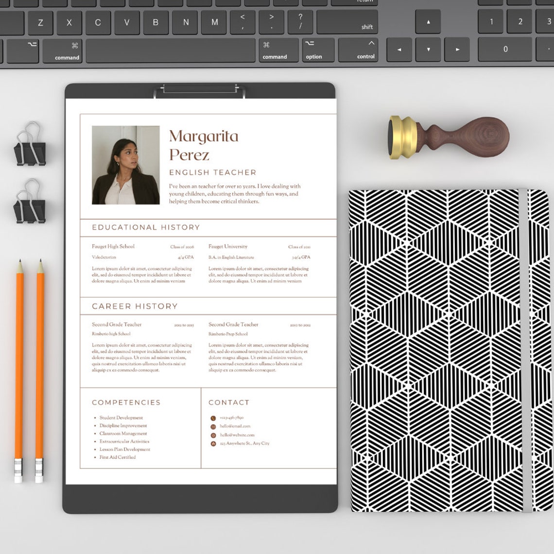 Professional CV Template - Editable Resume With Minimalist Design, CV ...