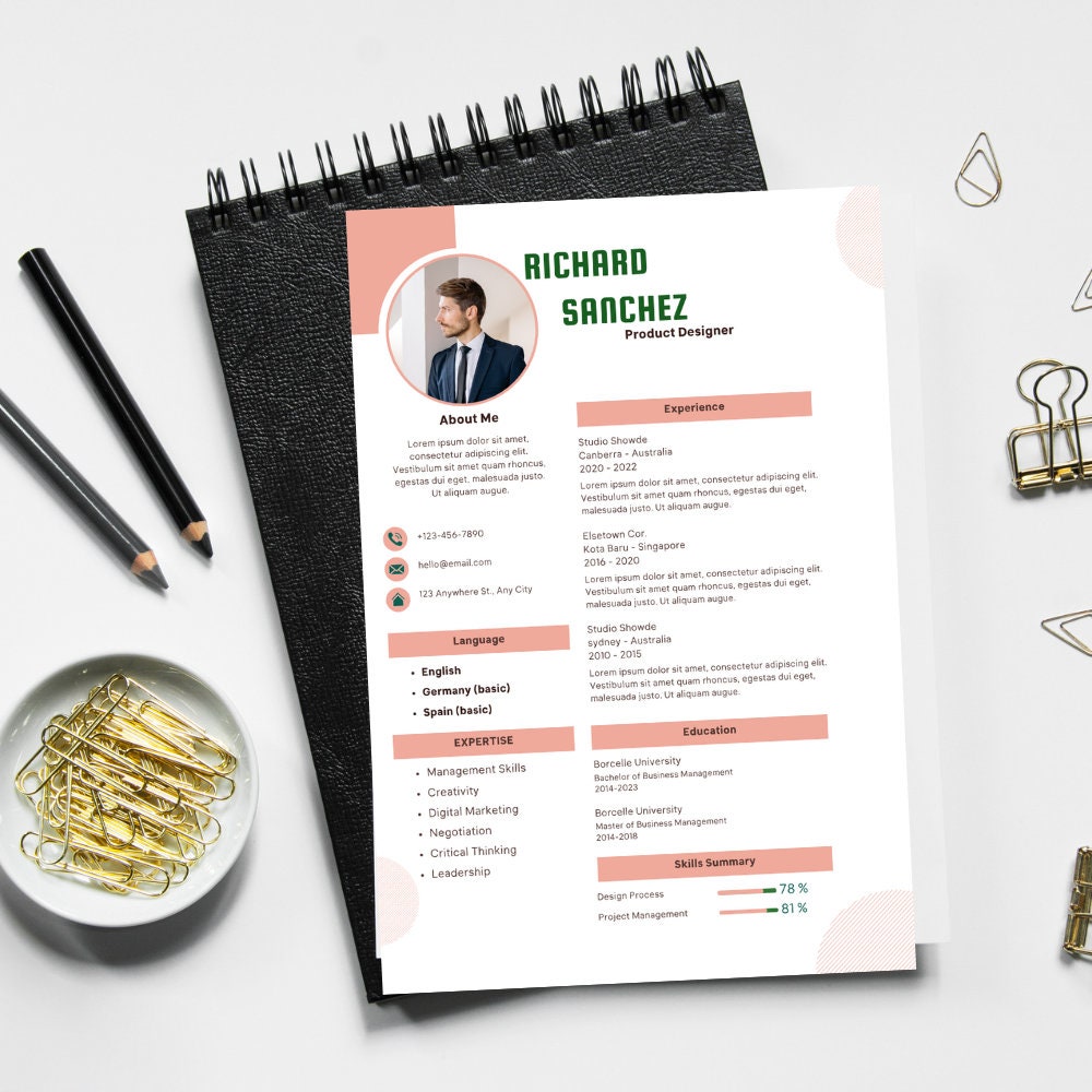 Professional CV Template Editable Resume With Minimalist Design, Cv ...