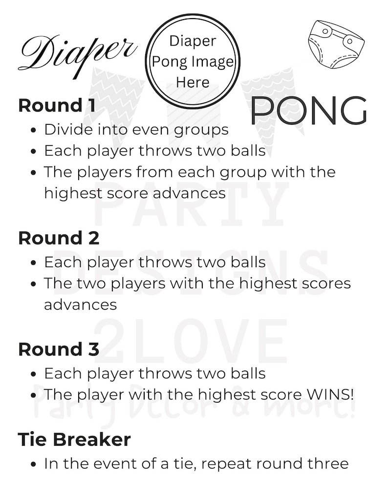 Personalized Diaper Pong Rule & Score Sheet (digital Download) - Etsy