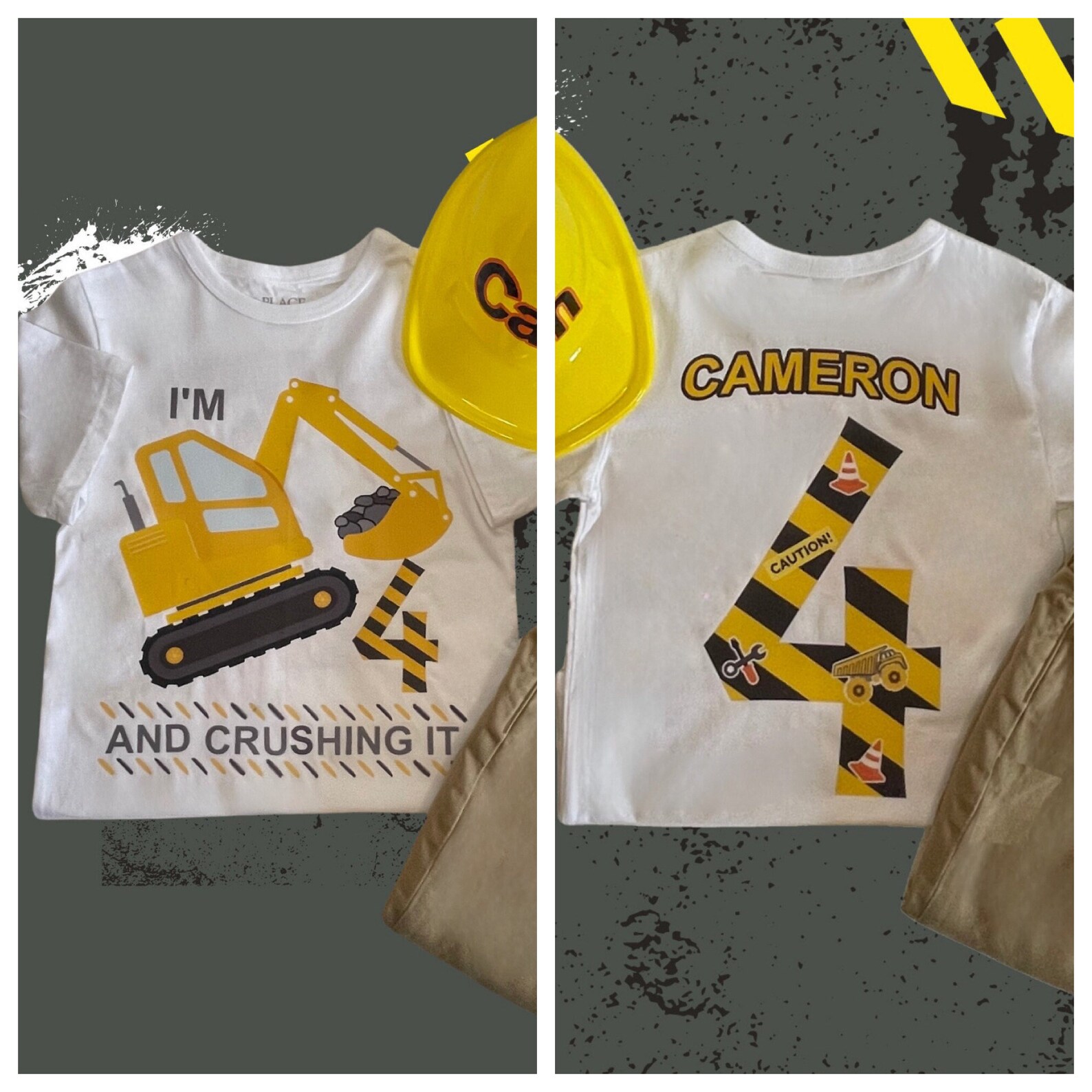 Personalized Construction Shirt, Construction Birthday Party, Excavator ...
