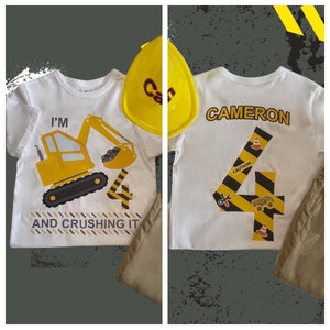 Personalized Construction Shirt, Construction Birthday Party, Excavator ...