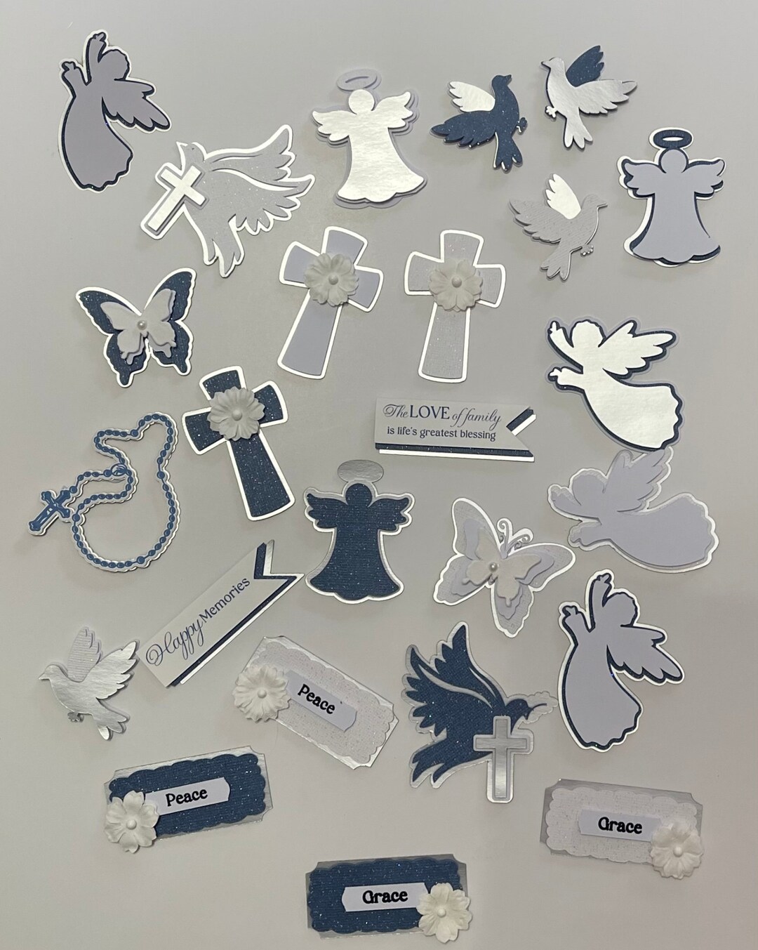 Handmade Memorial Stickers: Cross, Angel, Dove, Rosary - Etsy