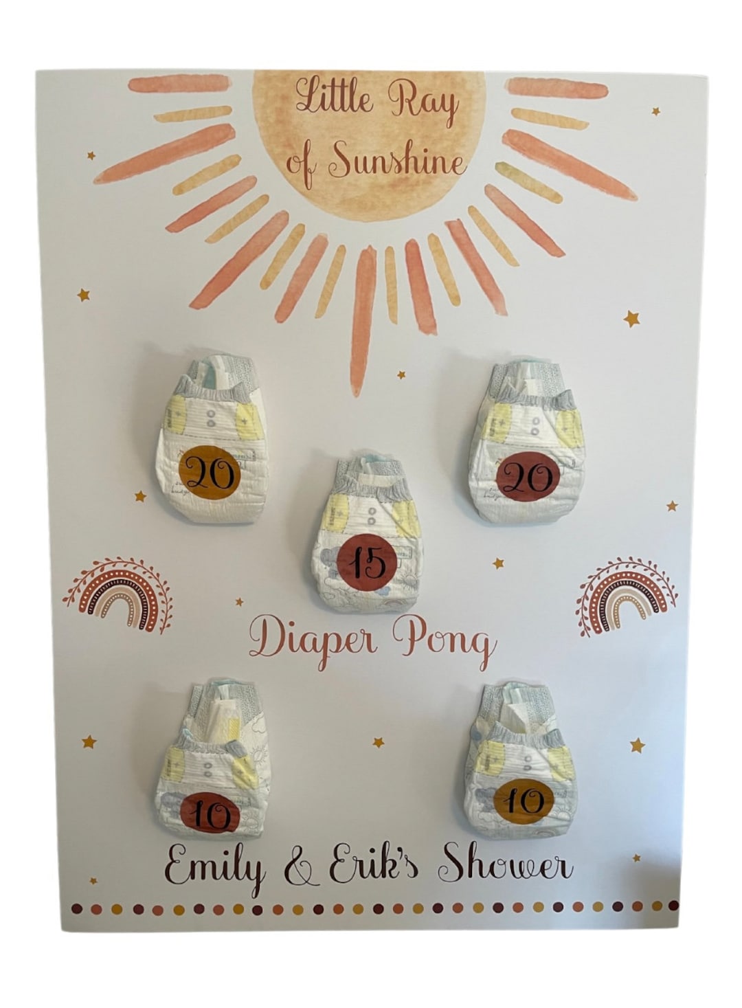 Personalized Boho Diaper Pong Baby Shower Game (20"x30") - Etsy