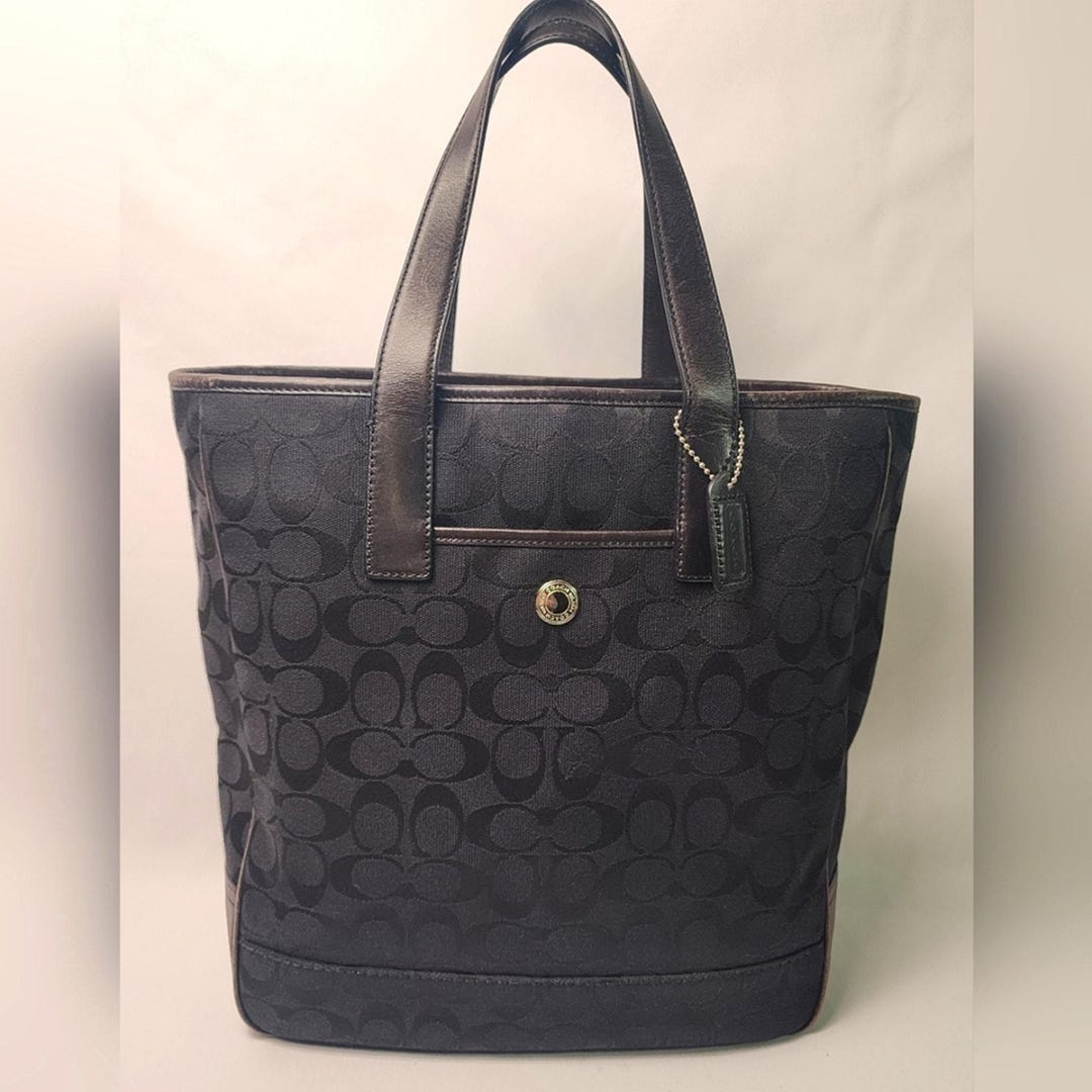Coach Signature Monogram Leather Tote Bag - Etsy