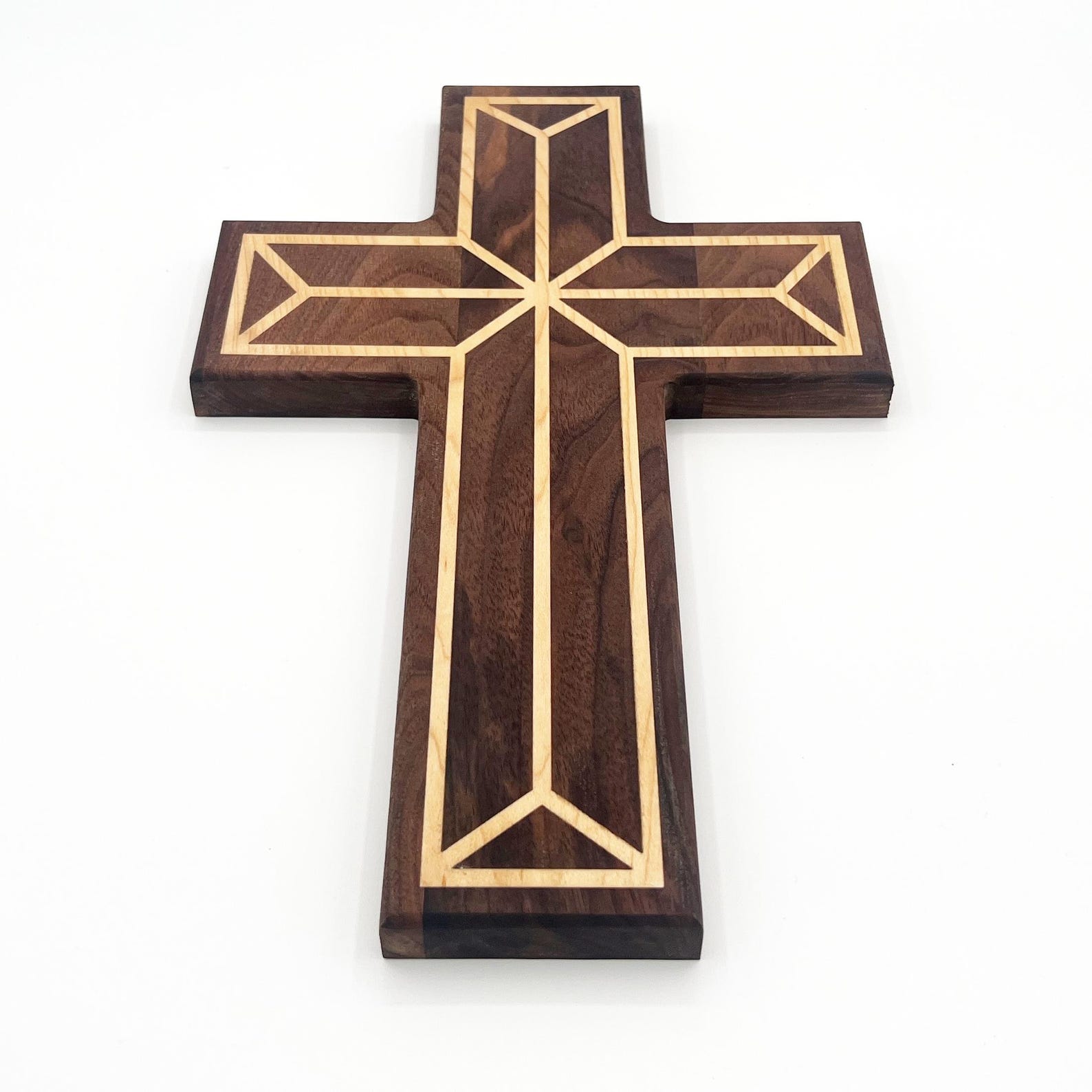 Geometric Cross in Black Walnut & Maple – Modern Faith Wall Art - Etsy