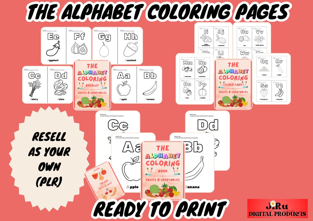 The Alphabet ABC Coloring Pages fruits&vegetables Theme - Etsy
