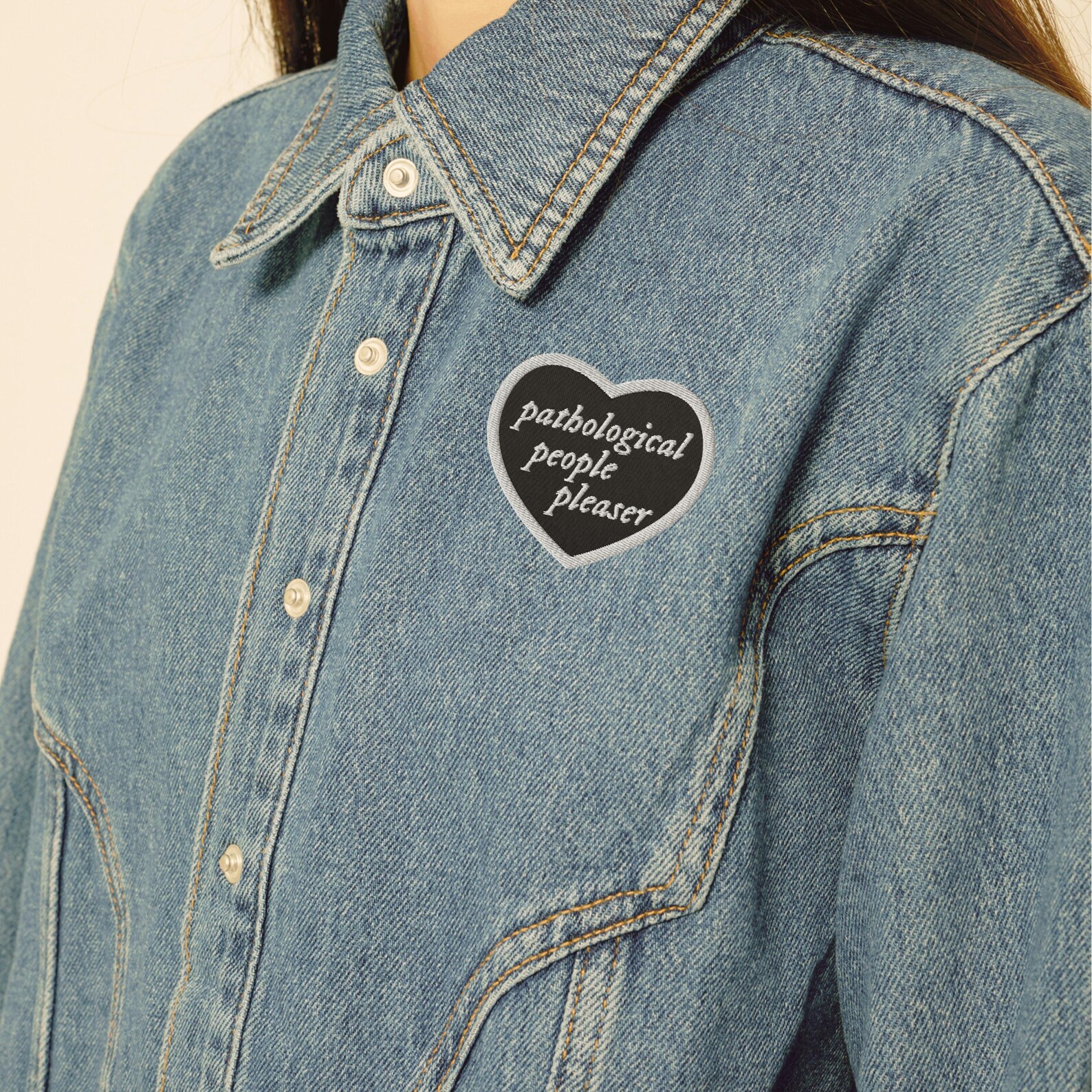 Pathological People Pleaser Embroidered Iron on Heart Patch - Etsy