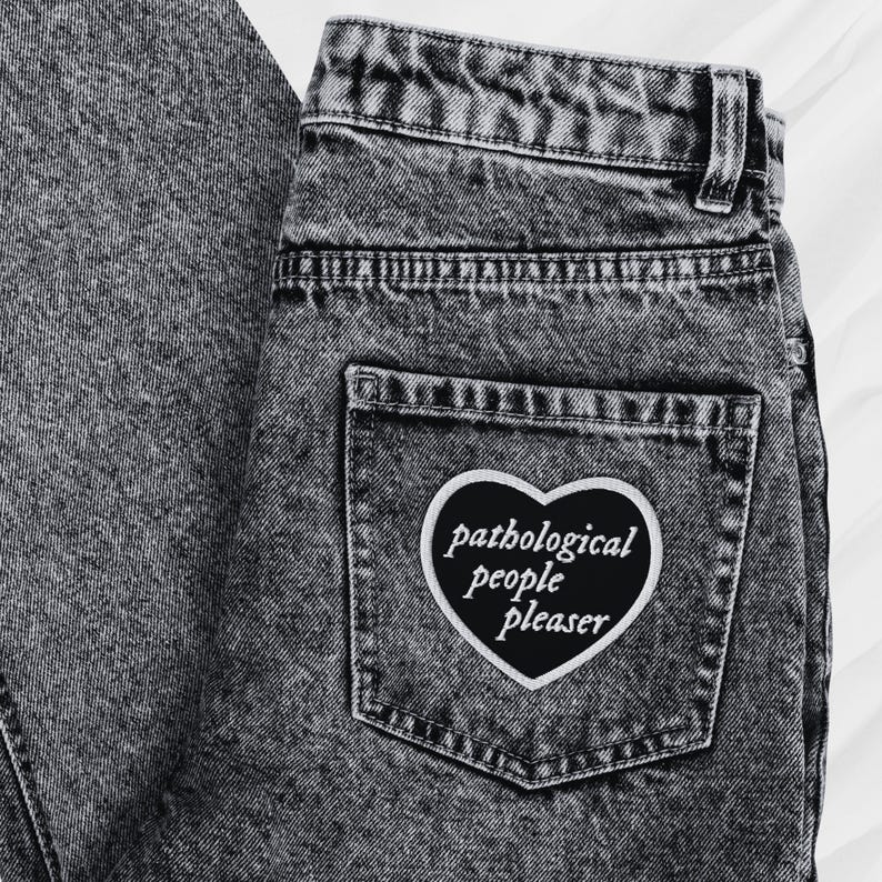 Pathological People Pleaser Embroidered Iron on Heart Patch - Etsy