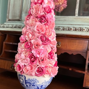 Mixed Pink Silk Rose Topiary in Spode Bowl - Etsy