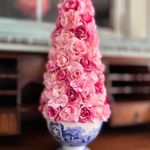 Mixed Pink Silk Rose Topiary in Spode Bowl - Etsy