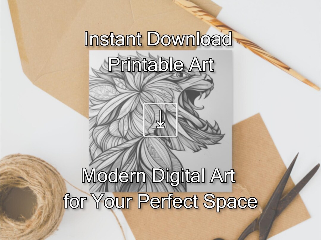 Roaring Lion Zentangle Coloring Page - Intricate Digital Line Art - Etsy