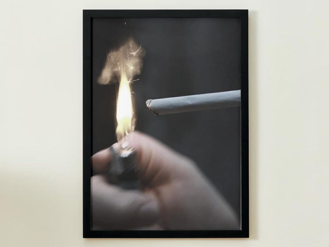 Close-up of a Cigarette Being Lit With a Lighter - Etsy