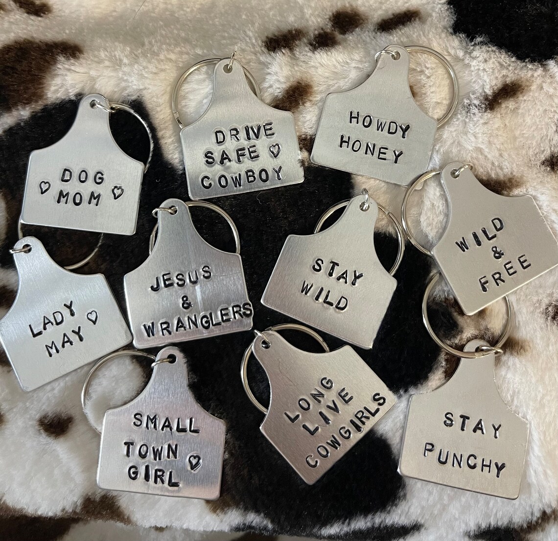 Stamped Keychain drive Safe Cowboy - Etsy