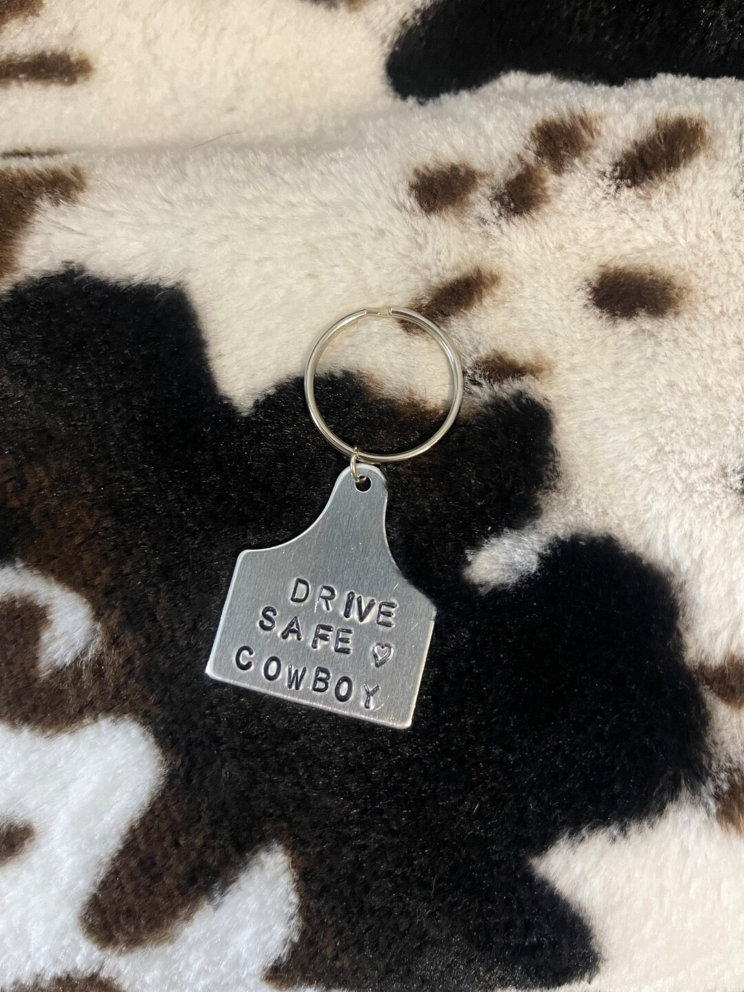 Stamped Keychain drive Safe Cowboy - Etsy