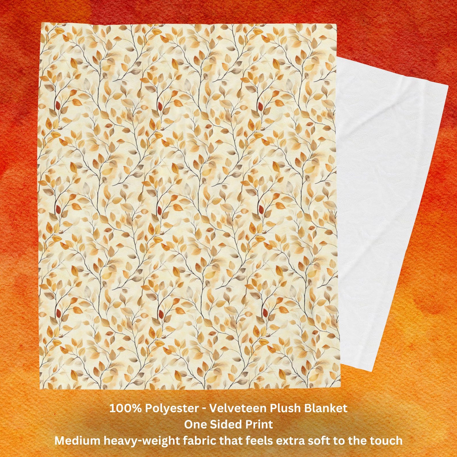 Boho Autumn Leaves Plush Throw Blanket – Cozy Velveteen Fall Decor ...