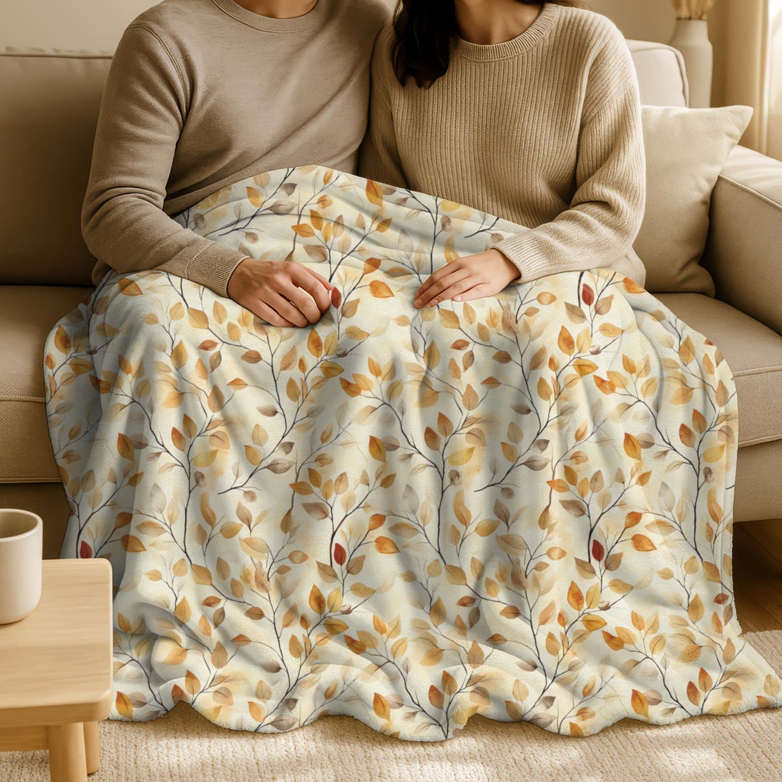 Boho Autumn Leaves Plush Throw Blanket – Cozy Velveteen Fall Decor ...