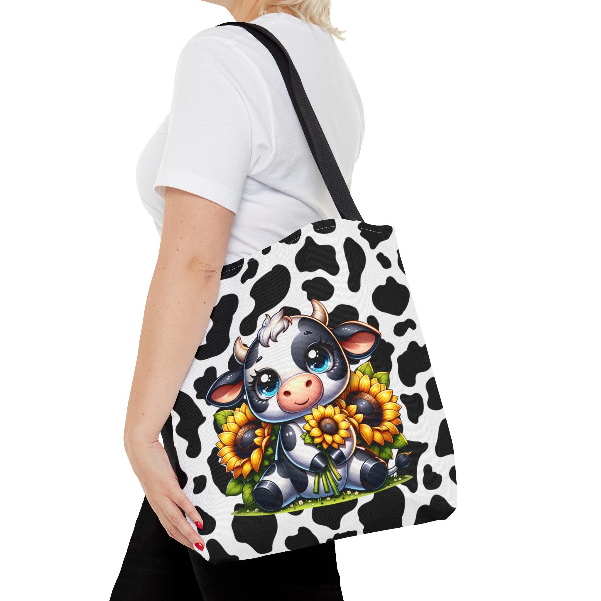 Cow Print Tote Bag: Polyester Canvas Reusable Shopper Bag, Farmhouse ...