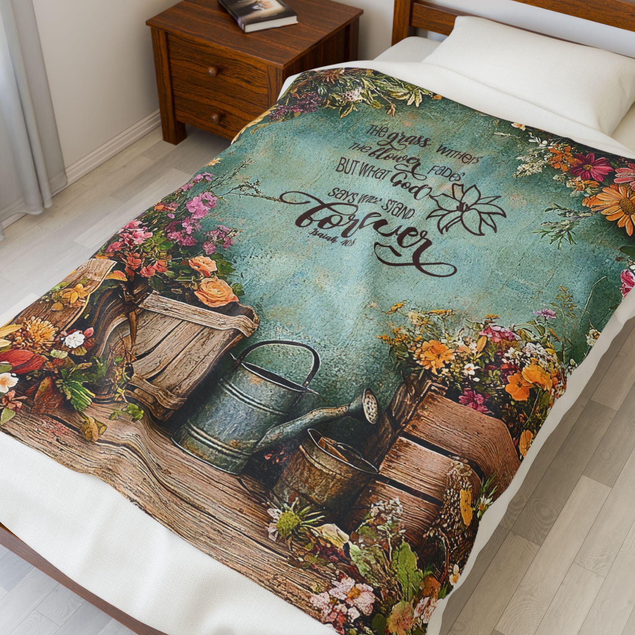 Cozy Christian Throw Blanket With Inspirational Isaiah 40:8 Quote ...