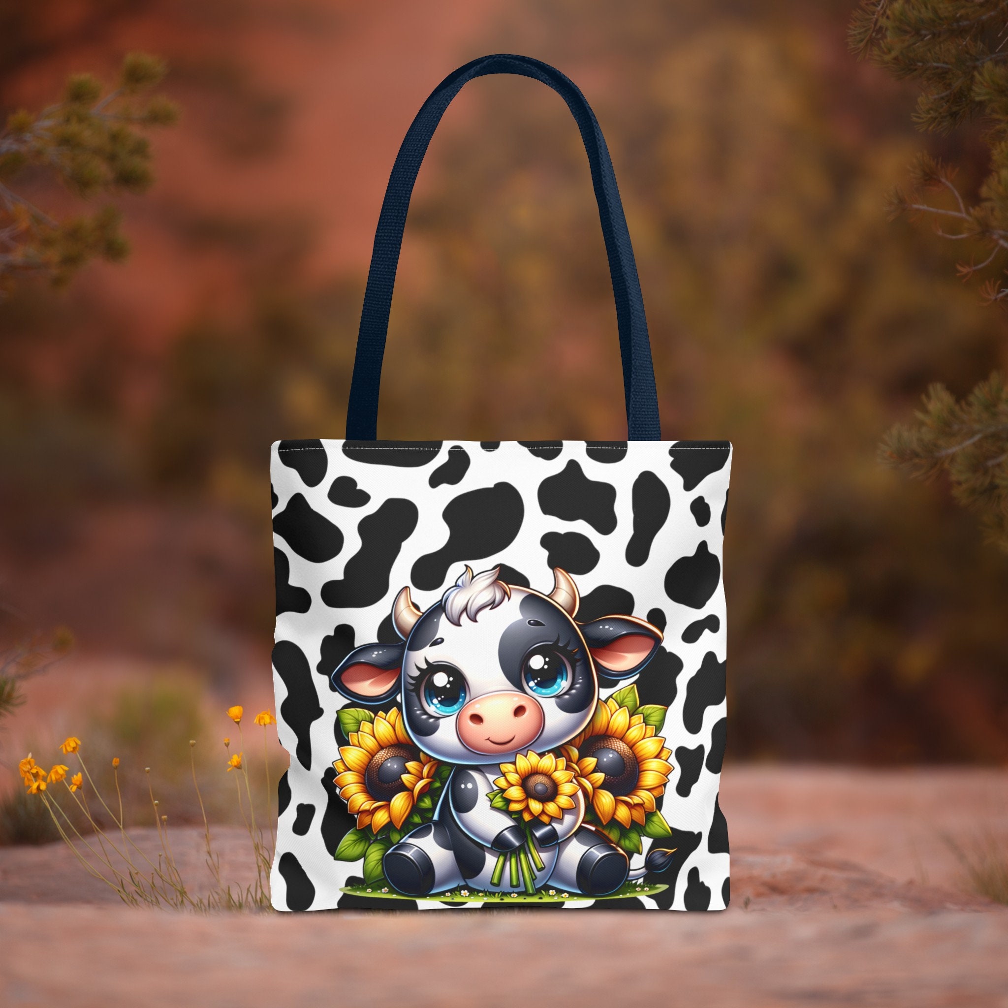 Cow Print Tote Bag, Cute Cow Print All Over Tote Bags, Tote Bags for Mother's Day, Cow Print ...