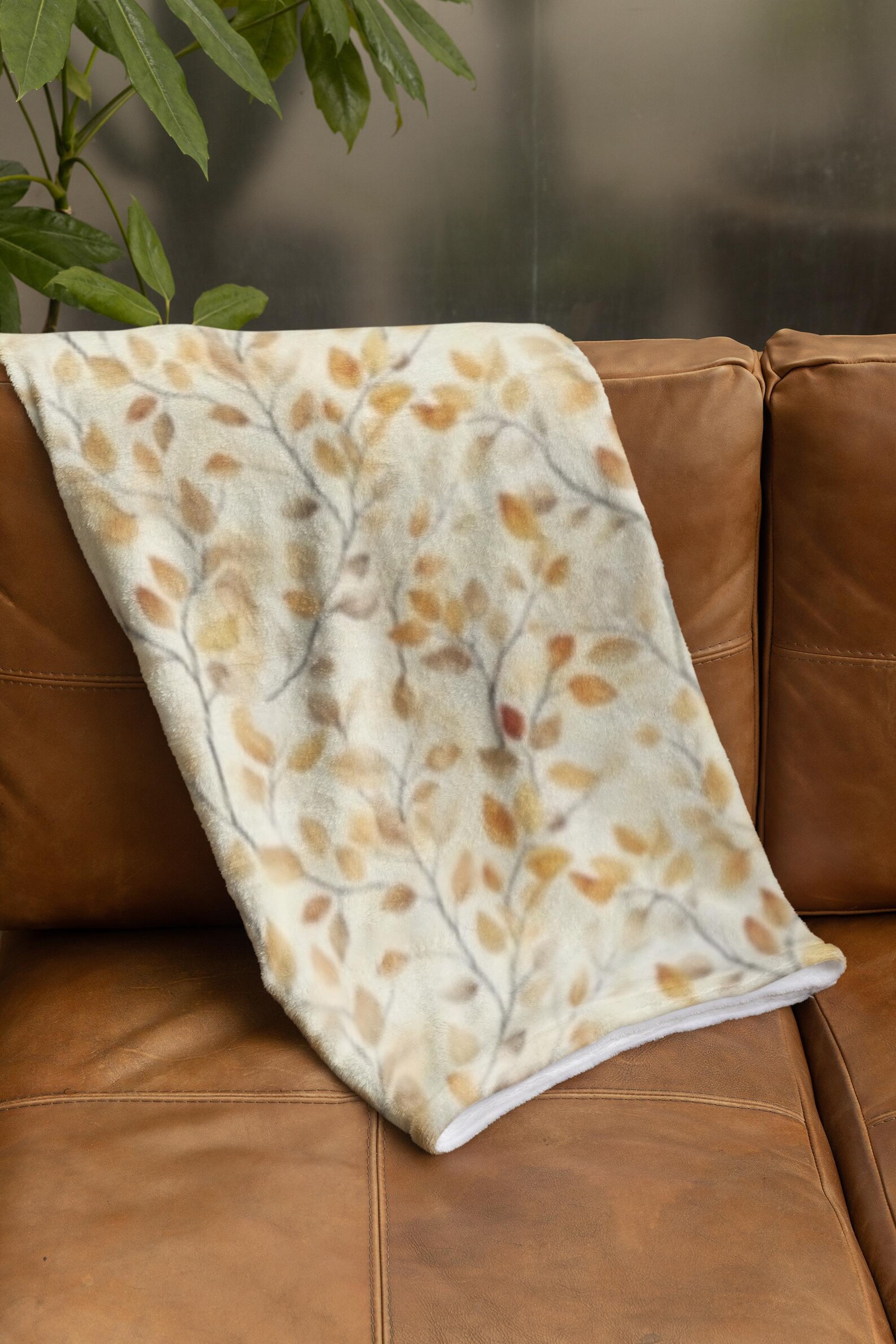 Boho Autumn Leaves Plush Throw Blanket – Cozy Velveteen Fall Decor ...