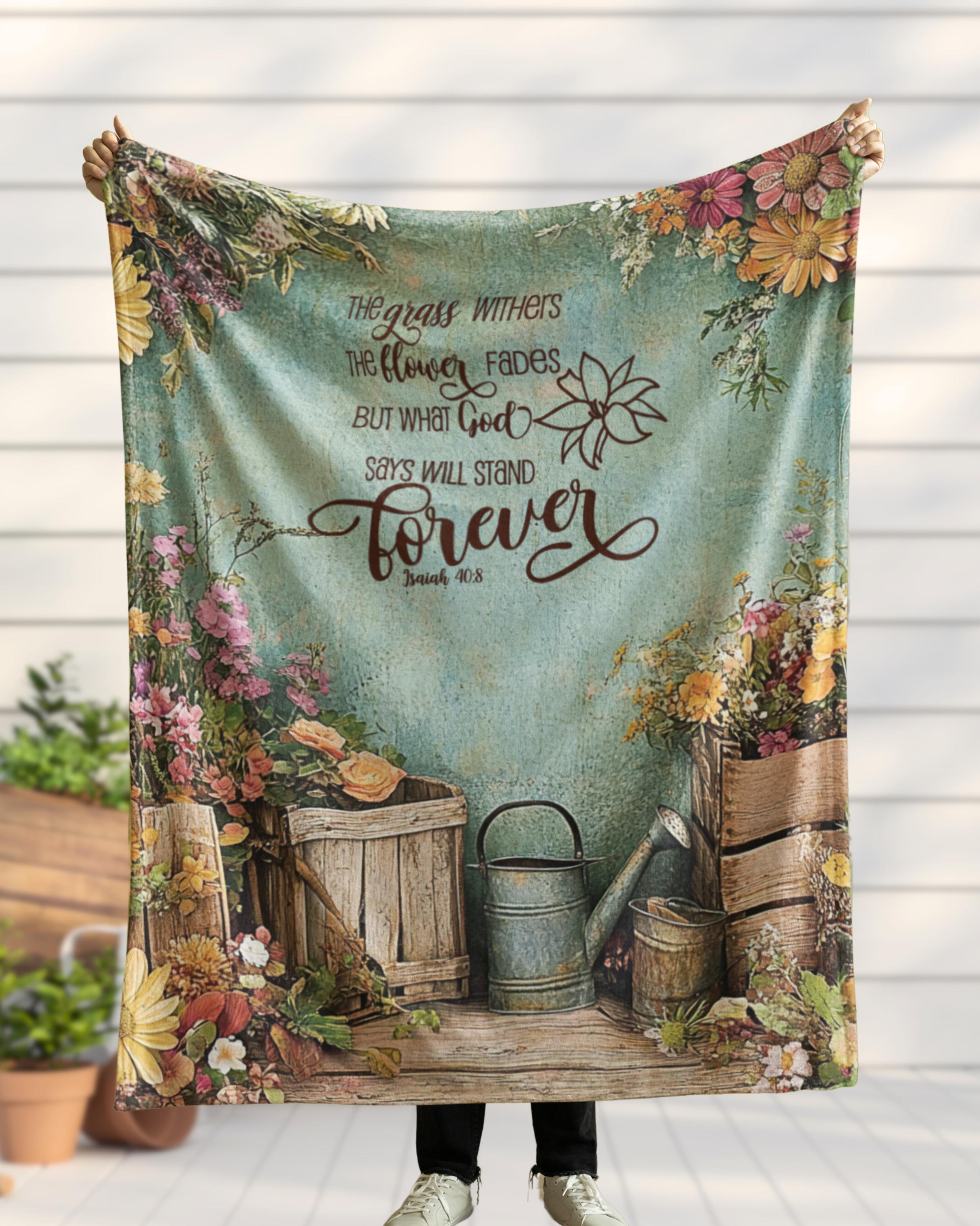 Cozy Christian Throw Blanket With Inspirational Isaiah 40:8 Quote ...