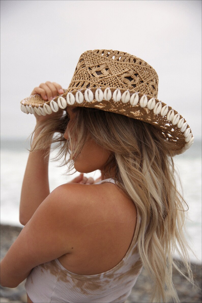 Coastal Cowgirl Western Hat | Handmade Cowgirl Hat, Cowrie Shell Cowboy ...