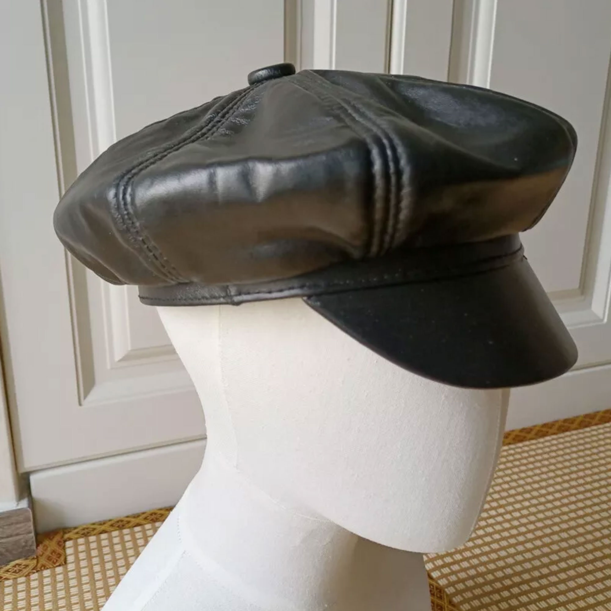 Leather Balloon 8 Panels Crown Cap French Artist Painters Applejack Paper Boy New Men's Women's ...