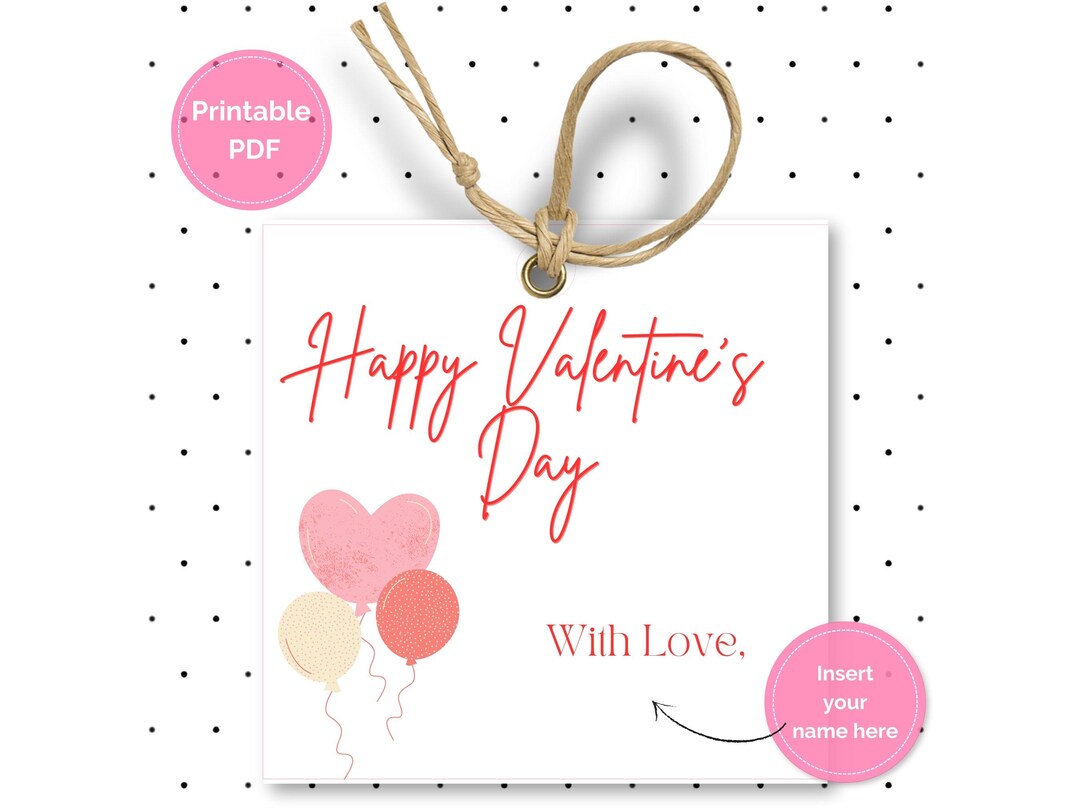 Happy Valentine's Day Gift Tags, Printable Valentine's Day Gift Tag ...
