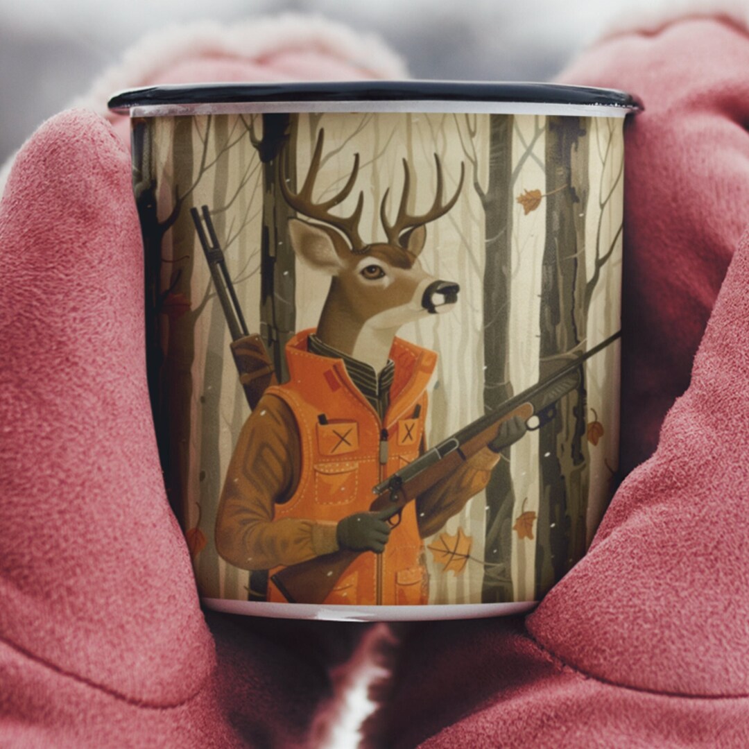 Deer Hunting Enamel Camp Cup Coffee Mug Gift for Him Her Unique Gift ...