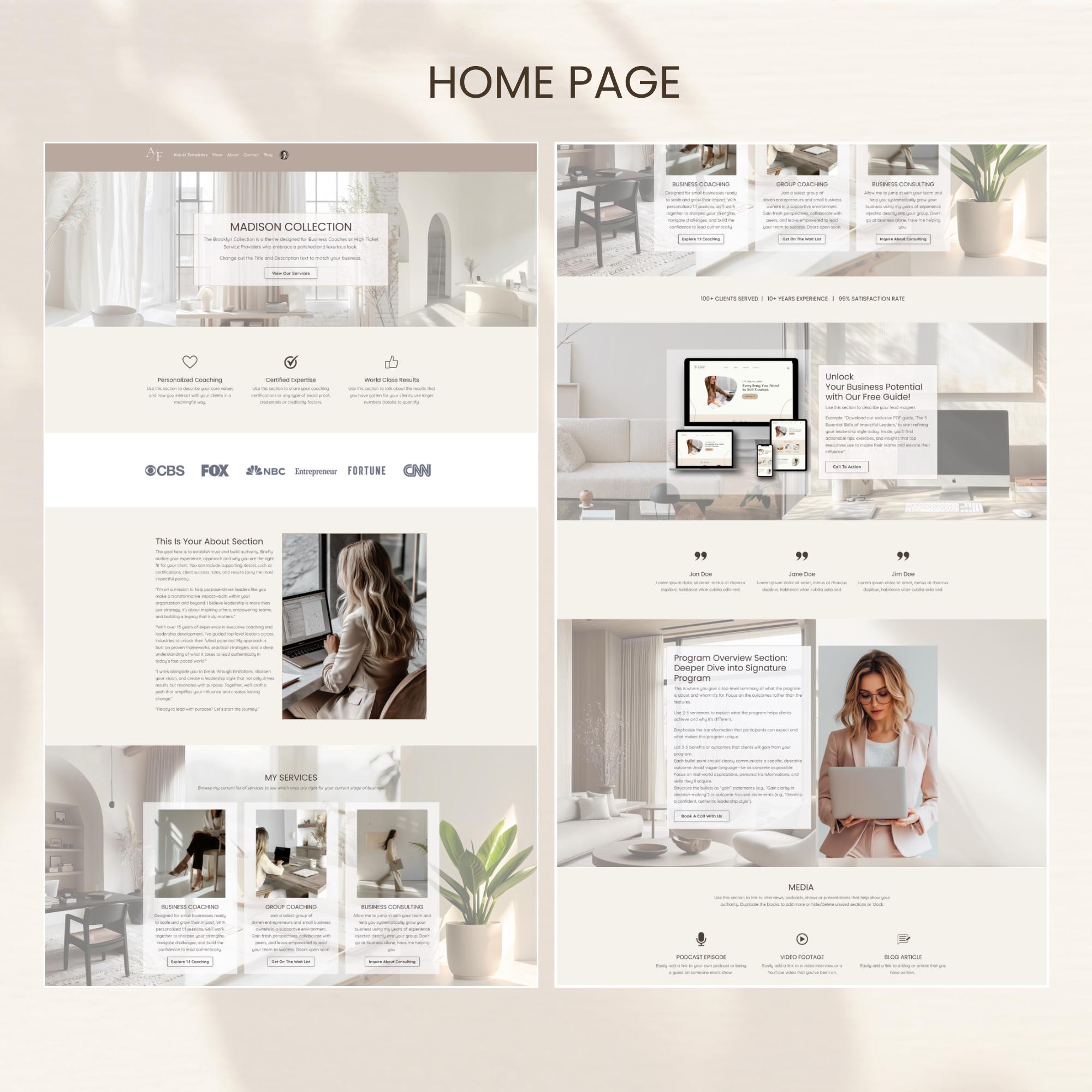 Neutral Aesthetic Kajabi Website Template Theme | 15 DFY Page Kajabi Template Perfect for ...