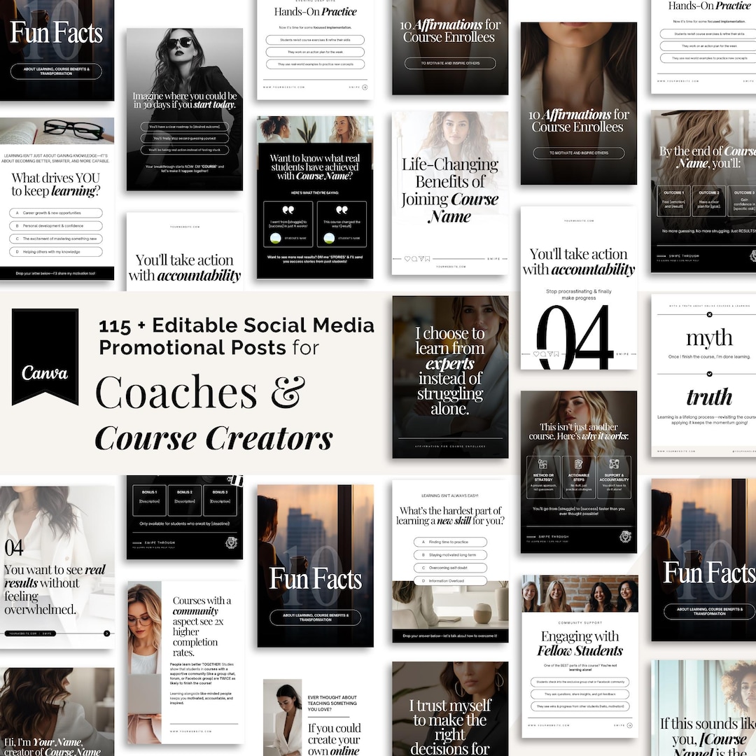 Canva Social Media Templates for Coaches & Course Creators | 110 ...