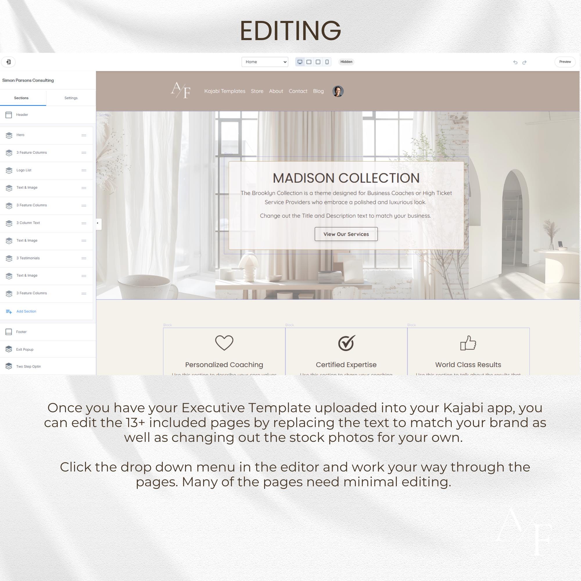 Neutral Aesthetic Kajabi Website Template Theme | 15 DFY Page Kajabi Template Perfect for ...