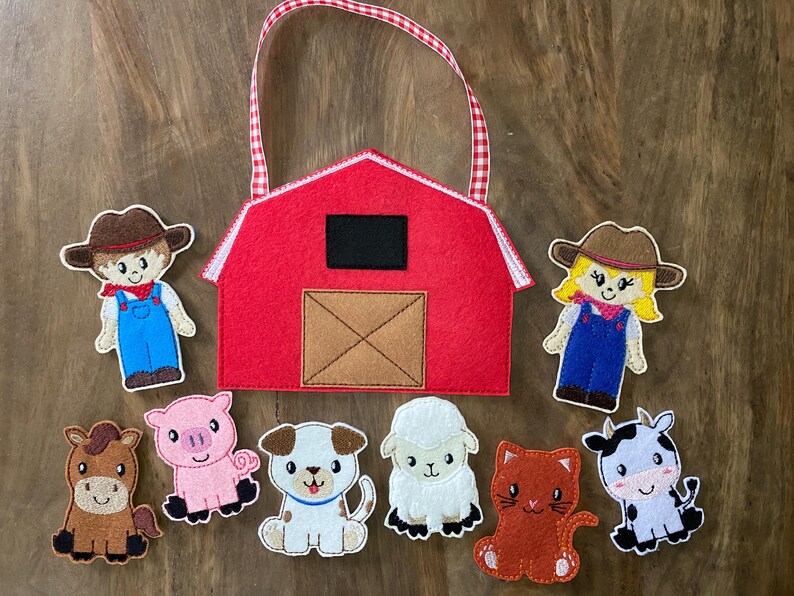 Old Macdonald Farm Finger Puppet Set With Barn Bag - Etsy