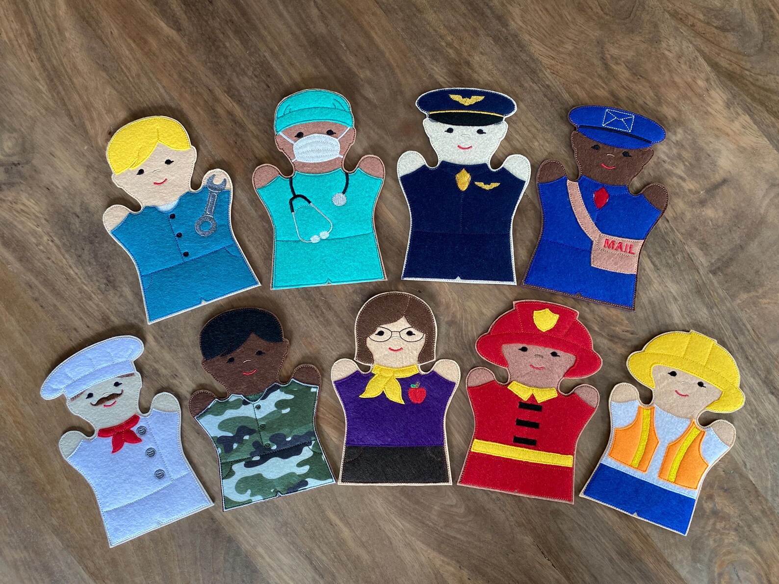 Community Helpers Set of 9 Felt Puppets for Children - Etsy