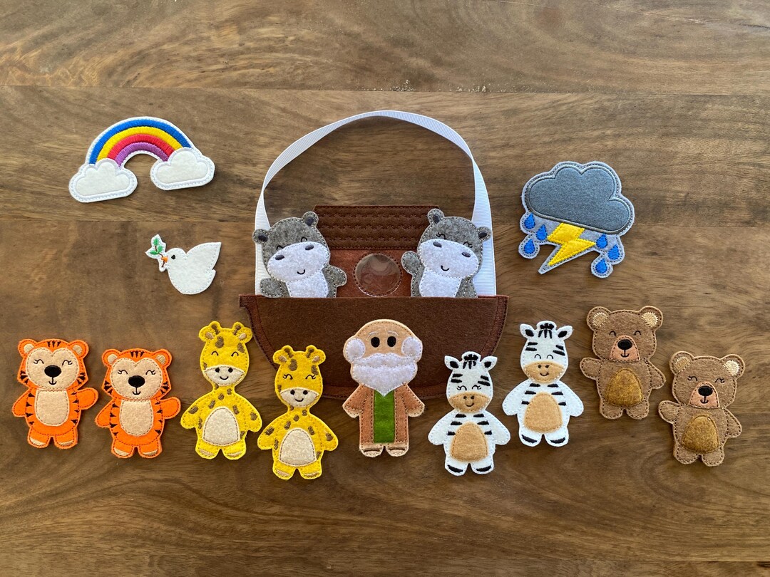 Noah's Ark Finger Puppet Set With Ark Carrying Case - Etsy