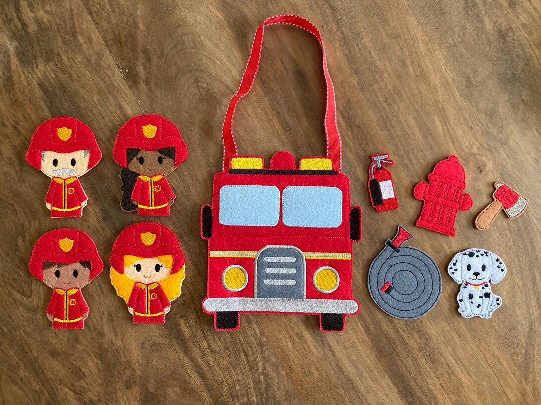 Firefighter Finger Puppet/ Felt Board Pieces/ Imaginative Play Set - Etsy