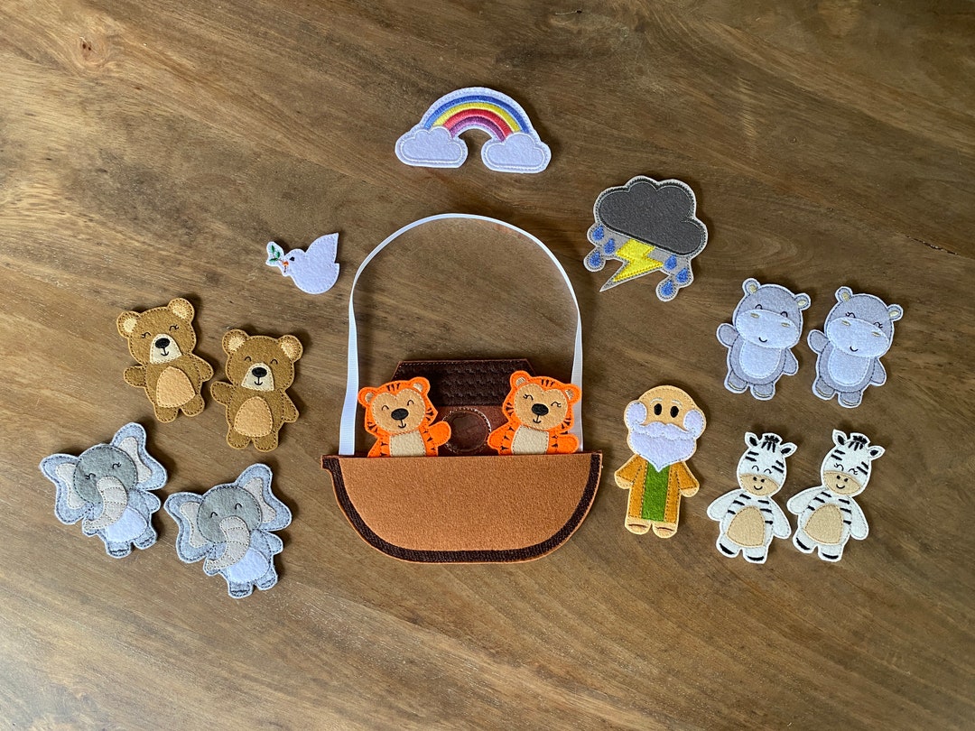 Noah's Ark Finger Puppet Set With Ark Carrying Case - Etsy