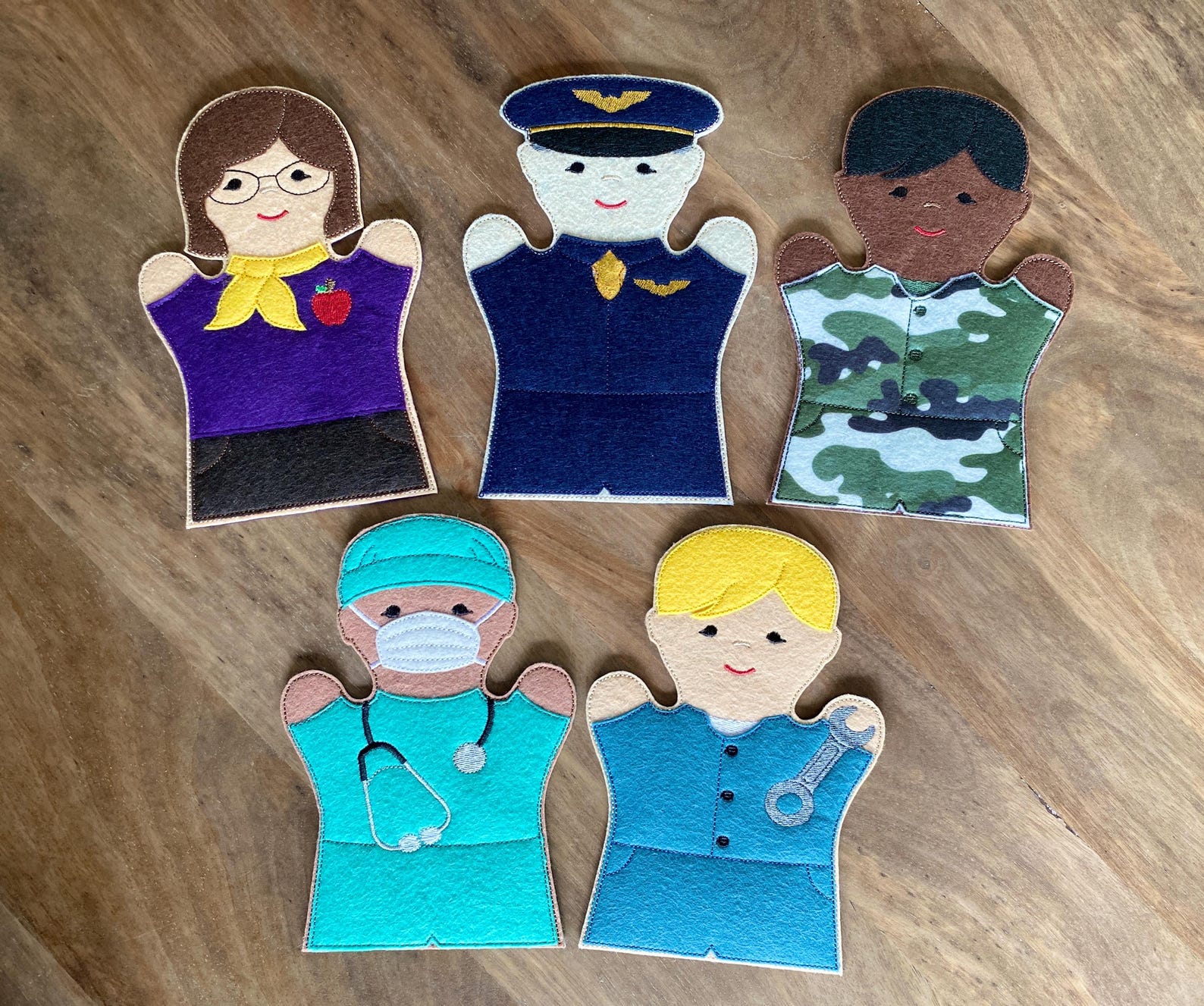 Community Helpers Set of 9 Felt Puppets for Children - Etsy