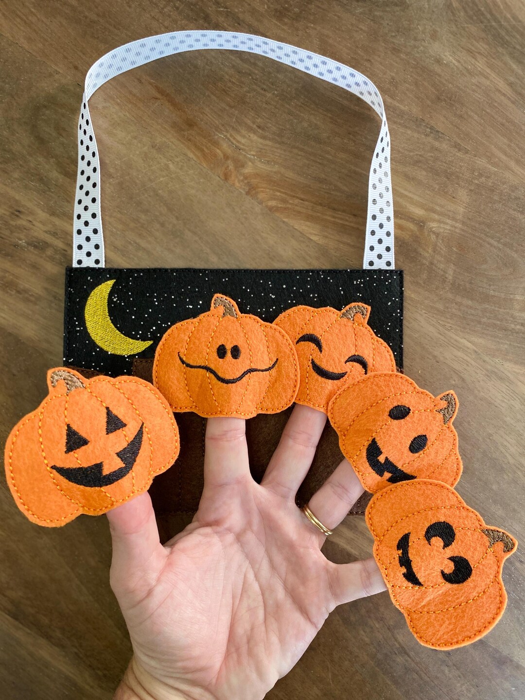 5 Little Pumpkins Finger Puppet Set With Bag - Etsy