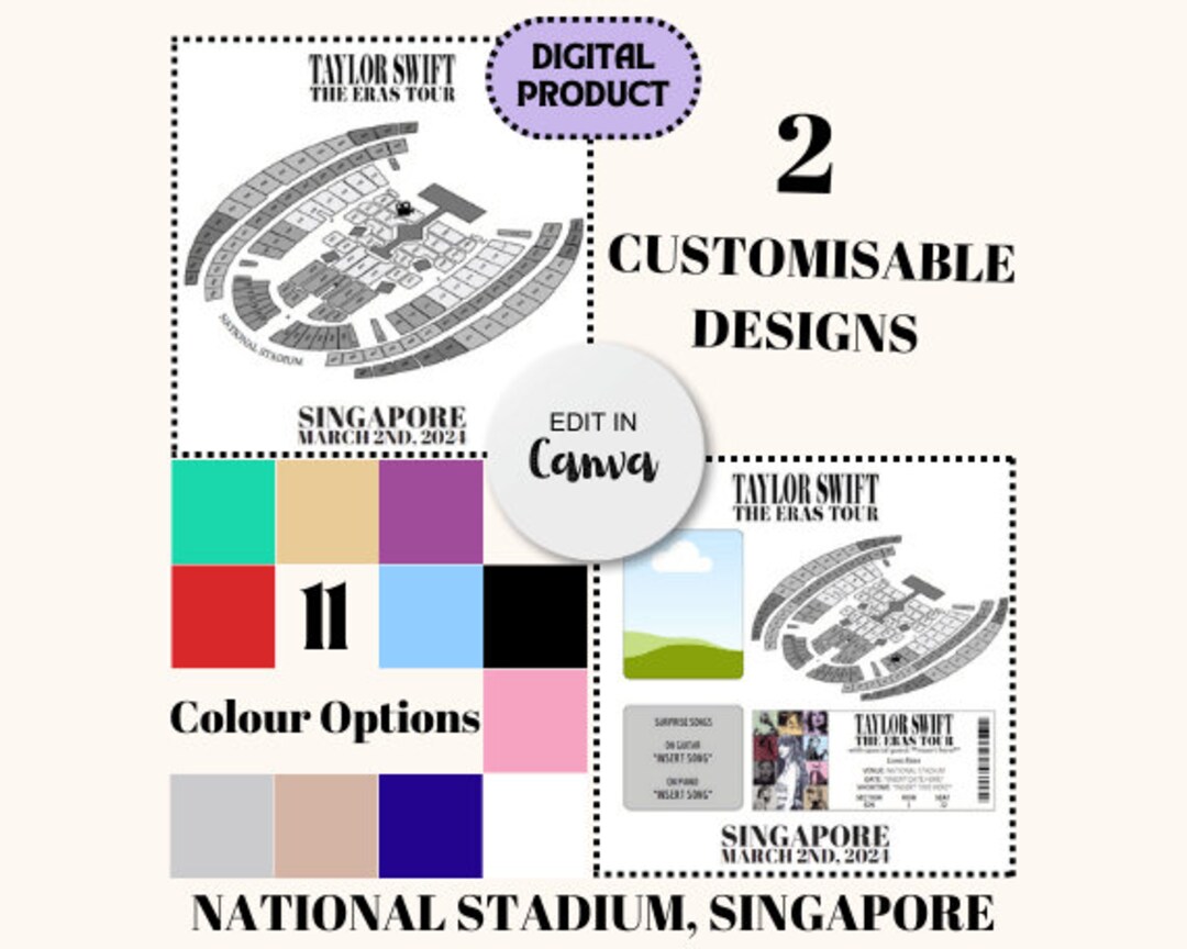 Taylor Swift ERAS Tour Memorabilia Customisable Digital Print National ...