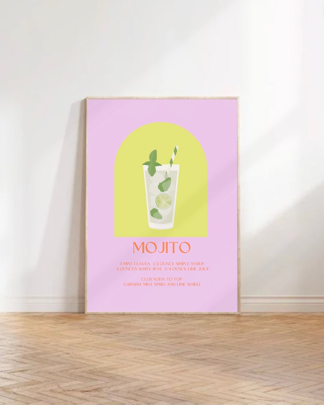 Mojito Cocktail Print Cocktail Printable Wall Art Bar Car Print Kitchen ...