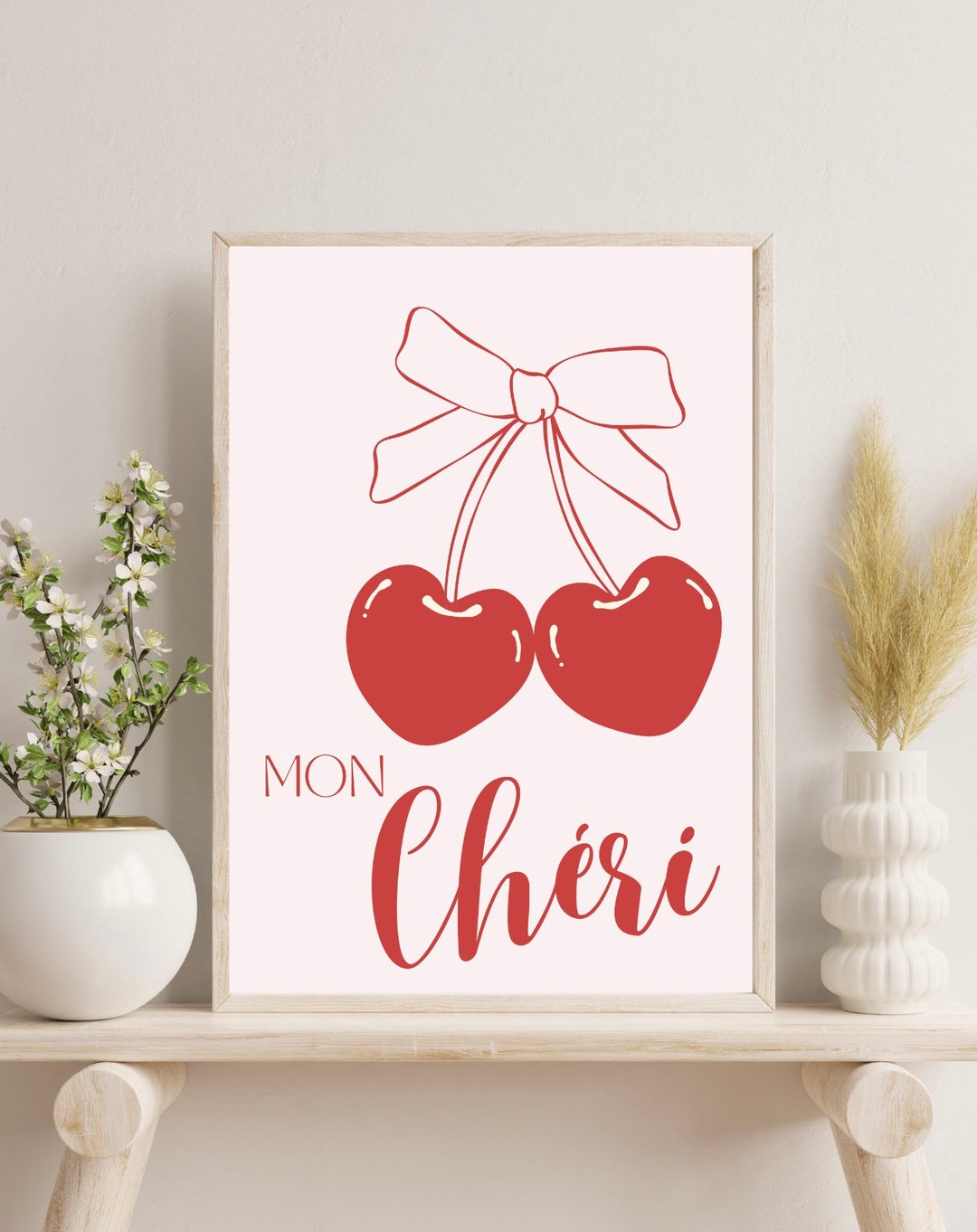 Mon Cherie Wall Art Cherry Poster Coquette Art Room Decor Digital ...