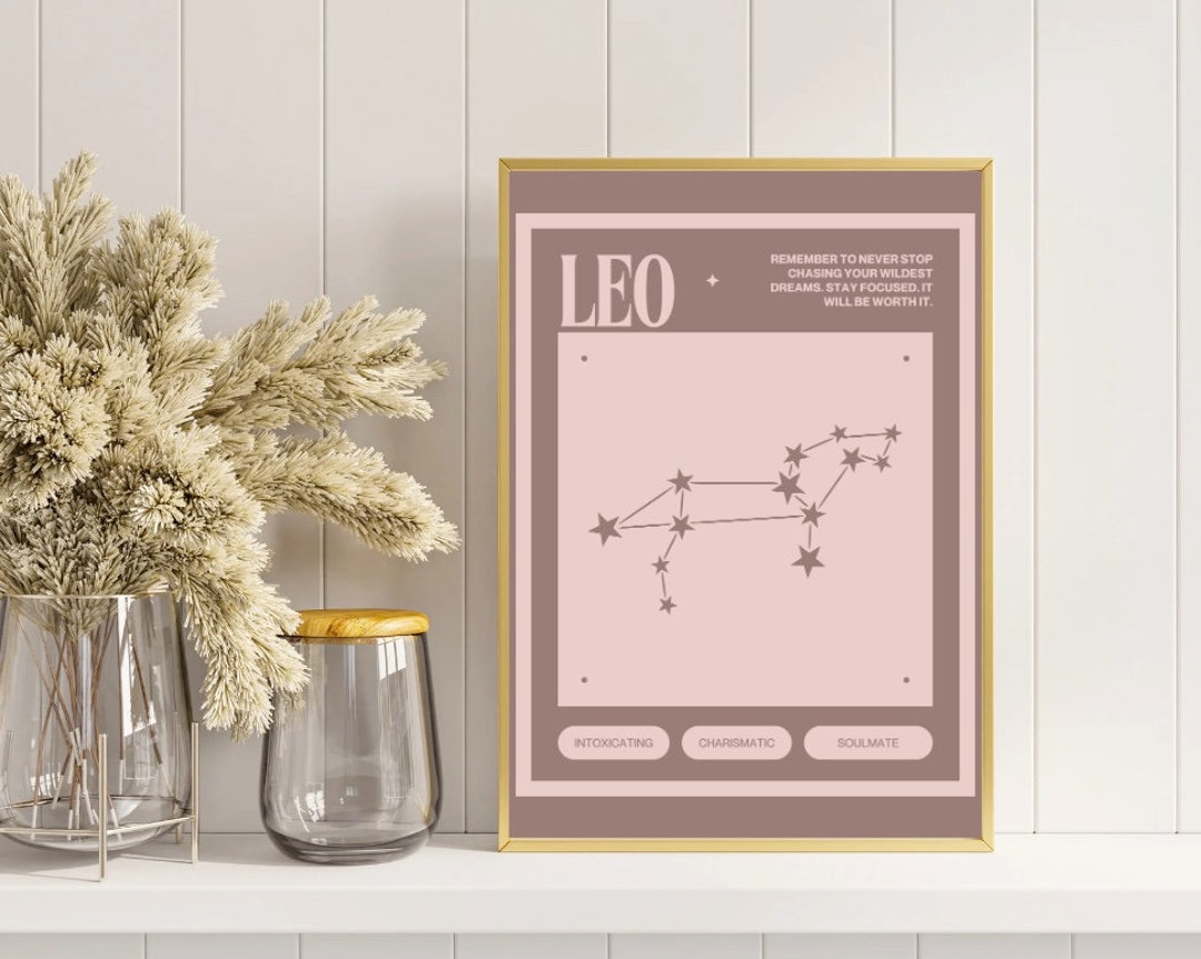 Leo Zodiac Art Start Sign Digital Download Wall Art Leo Star Map Poster ...