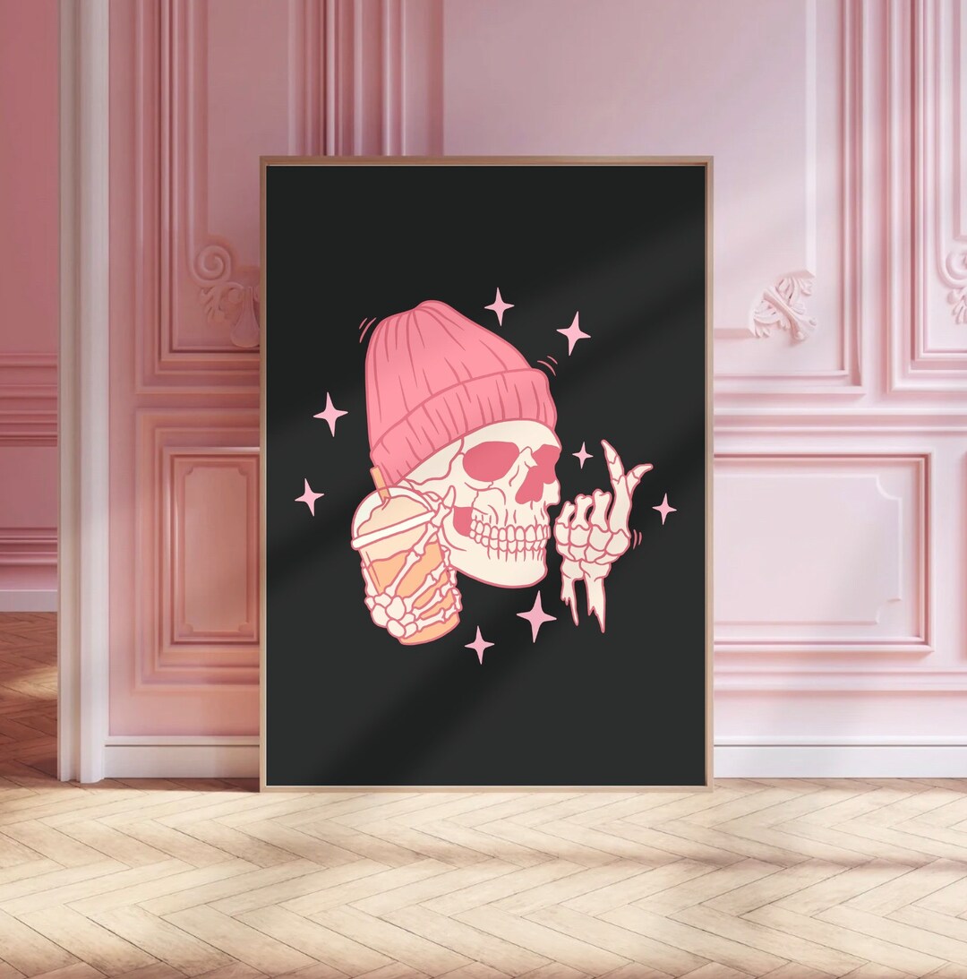 The Protector Skeleton Tarot Card Print Gothic Art Poster Coffee ...